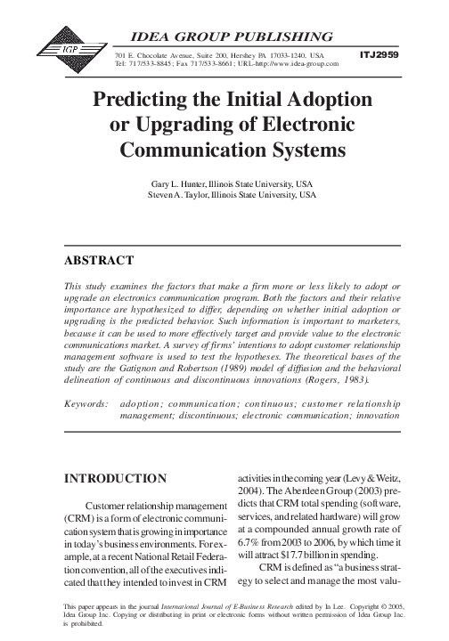 (PDF) Predicting the Initial Adoption of Upgrading of Electronic ...