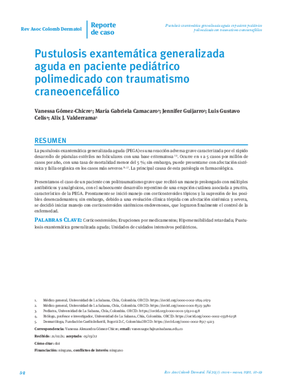(PDF) Pustulosis exantemática generalizada aguda en paciente pediátrico ...