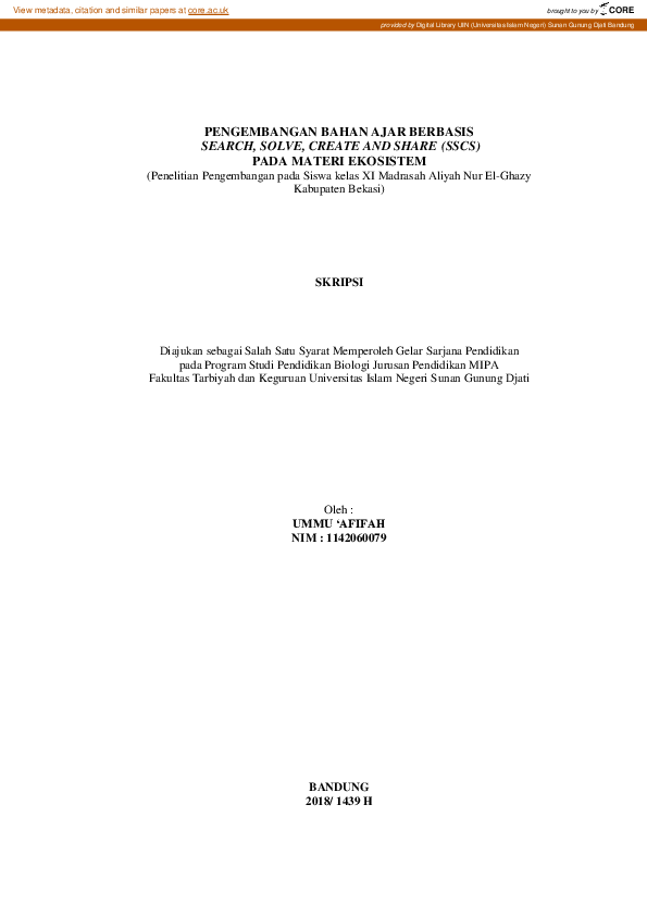 (PDF) Pengembangan bahan ajar berbasis Search, Solve, Create and Share (SSCS) pada materi ...