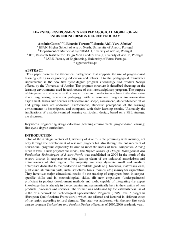(PDF) Learning Environments and Pedagogical Model of an Engineering ...