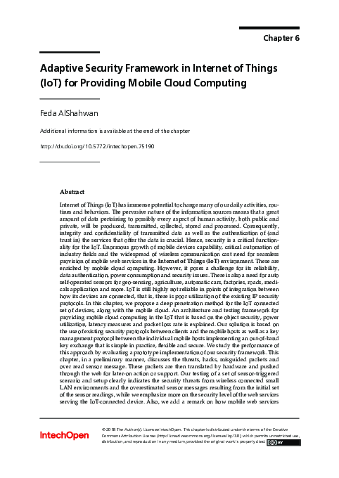 (PDF) Adaptive Security Framework in Internet of Things (IoT) for Providing Mobile Cloud Computing