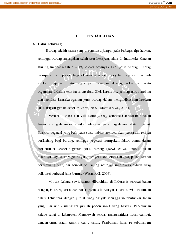 (PDF) Keanekaragaman Dan Kemelimpahan Burung Diurnal DI Hutan Sekunder ...