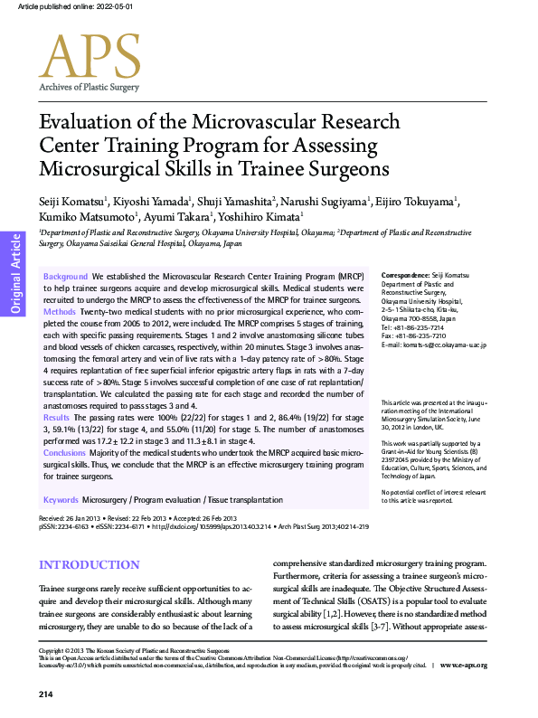 (PDF) Evaluation of the microvascular research center training program ...