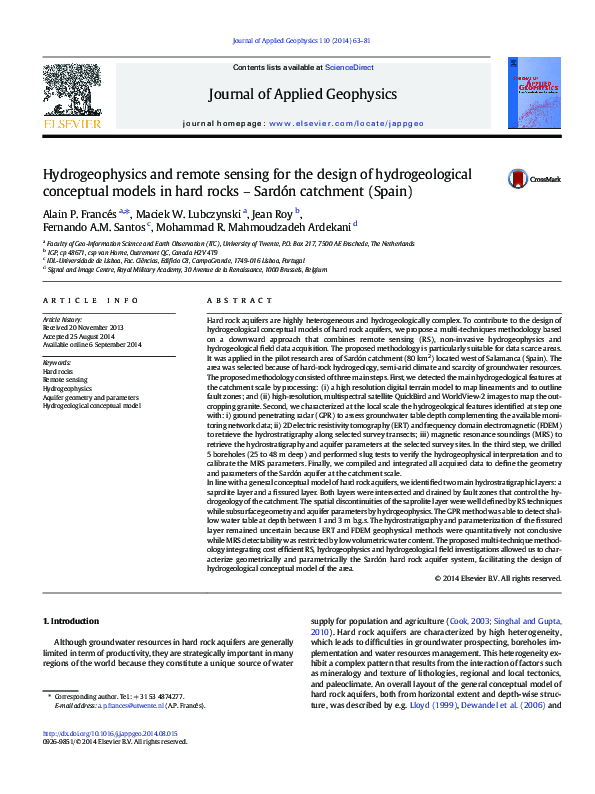 (PDF) Hydrogeophysics and remote sensing for the design of ...