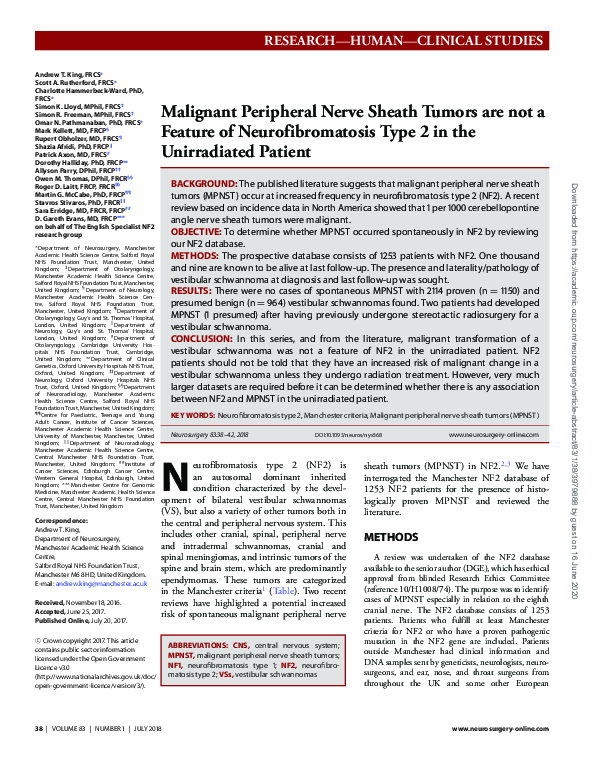 (PDF) Malignant Peripheral Nerve Sheath Tumors are not a Feature of ...