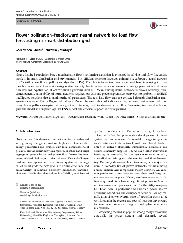 (PDF) Flower pollination–feedforward neural network for load flow ...