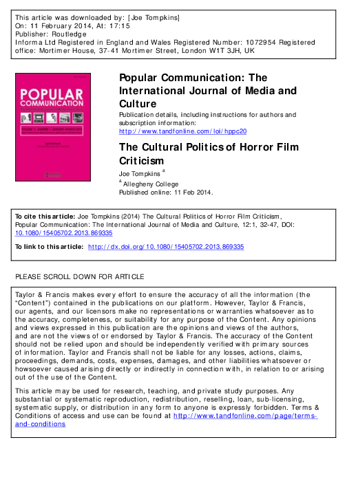 (PDF) Popular Communication : The International Journal of Media and ...