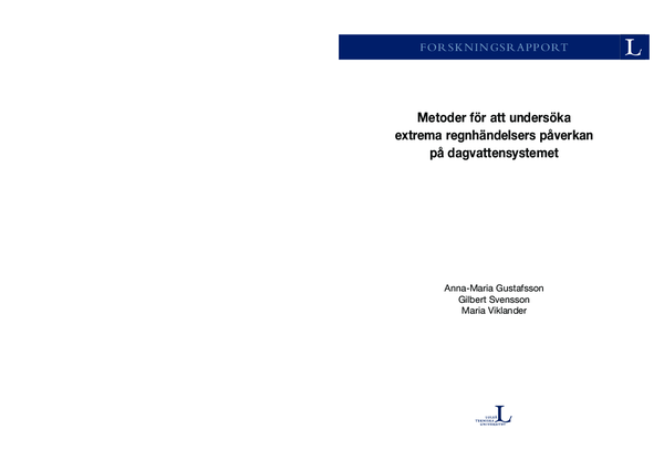 (PDF) Metoder för att undersöka extrema regnhändelsers påverkan på ...