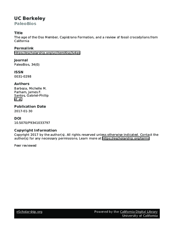 (PDF) The age of the Oso Member, Capistrano Formation, and a review of ...