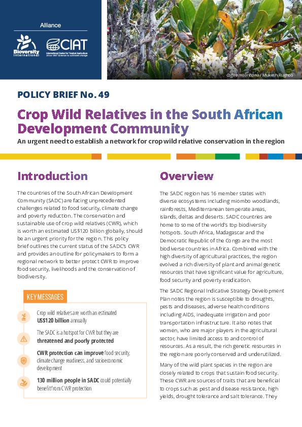 (PDF) Crop Wild Relatives in the South African Development Community