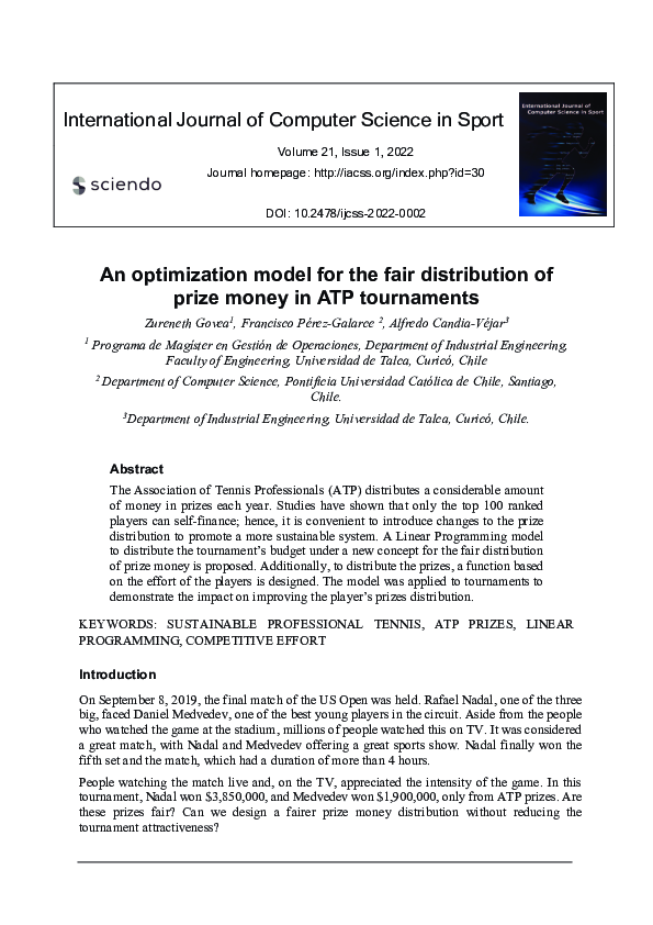 (PDF) An optimization model for the fair distribution of prize money in ...
