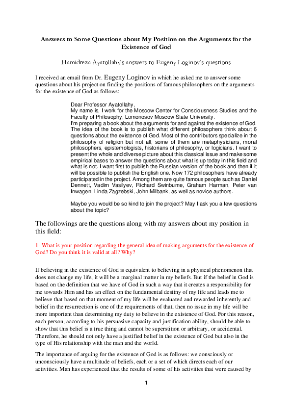 (PDF) Answers to Some Questions about My Position on the Arguments for ...