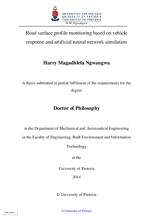 (PDF) Road surface profile monitoring based on vehicle response and artificial neural network ...