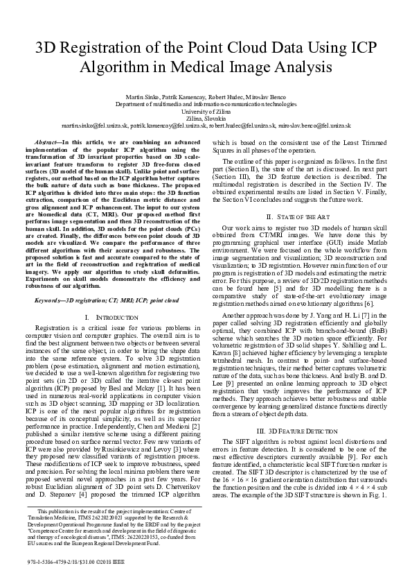 (PDF) 3D registration of the point cloud data using ICP algorithm in medical image analysis