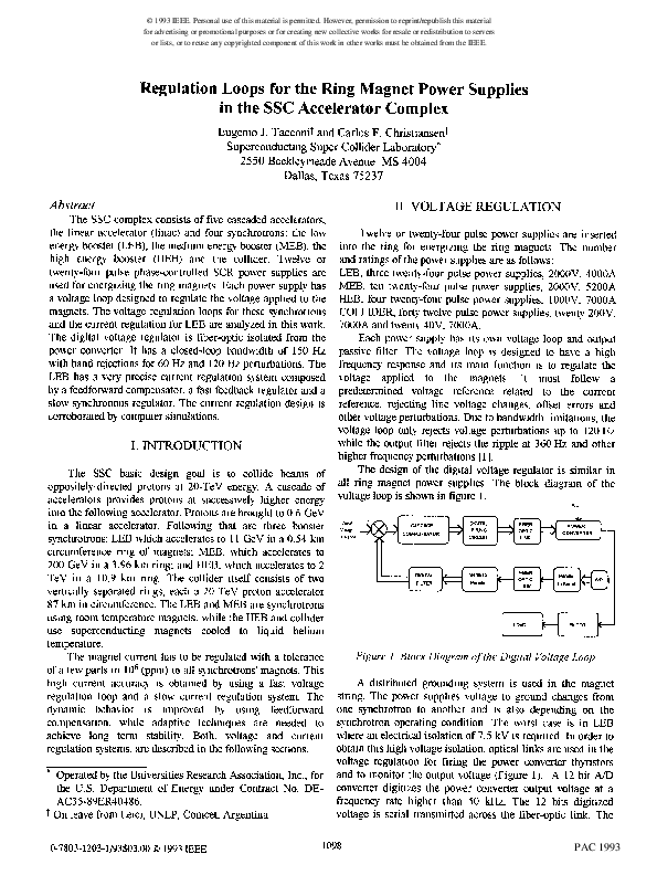 (PDF) Regulation loops for the ring magnet power supplies in the SSC ...