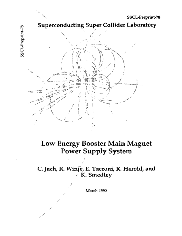 (PDF) Low energy booster main magnet power supply system