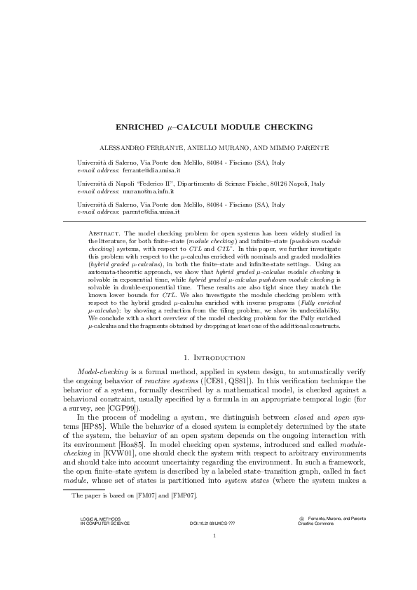 (PDF) Enriched μ-Calculi Module Checking