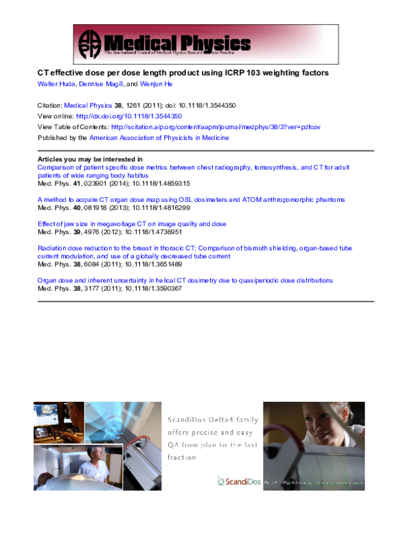 (PDF) CT effective dose per dose length product using ICRP 103 ...