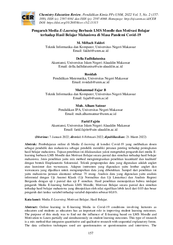 (PDF) Pengaruh Media E-Learning Berbasis LMS Moodle dan Motivasi Belajar terhadap Hasil Belajar ...