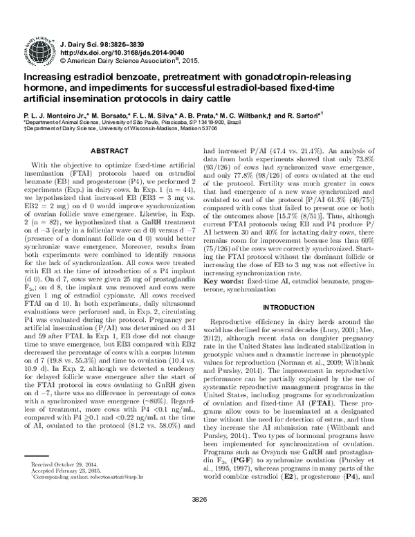 (PDF) Increasing estradiol benzoate, pretreatment with gonadotropin-releasing hormone, and ...