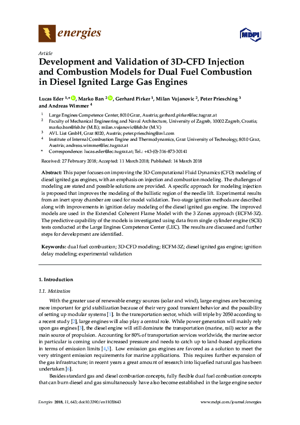 Pdf Development And Validation Of 3d Cfd Injection And Combustion Models For Dual Fuel
