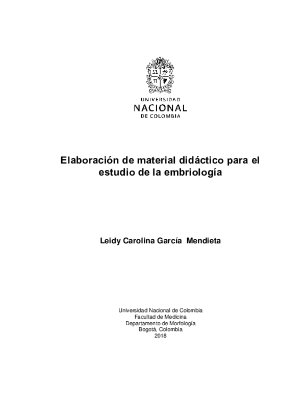 (PDF) Elaboración de material didáctico para el estudio de la embriología