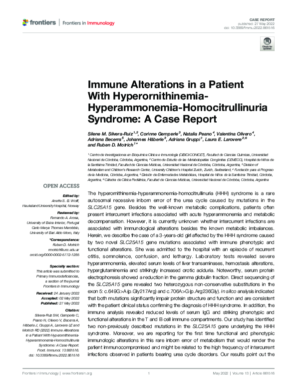 (PDF) Immune Alterations in a Patient With Hyperornithinemia ...