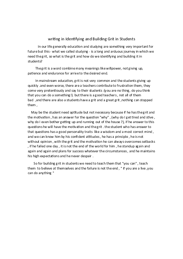 (DOC) writing in Identifying and Building Grit in Students