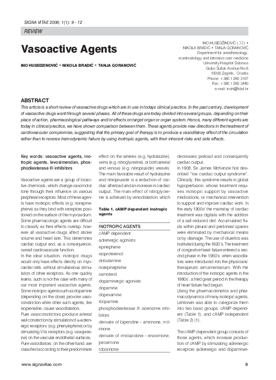 (PDF) Vasoactive Agents