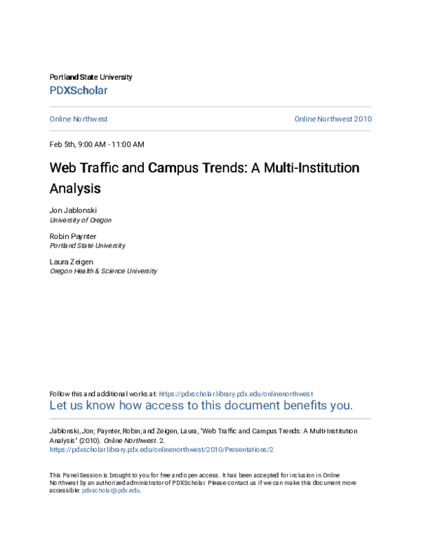 (PDF) Web Traffic and Campus Trends: A Multi-Institution Analysis | Laura Zeigen - Academia.edu