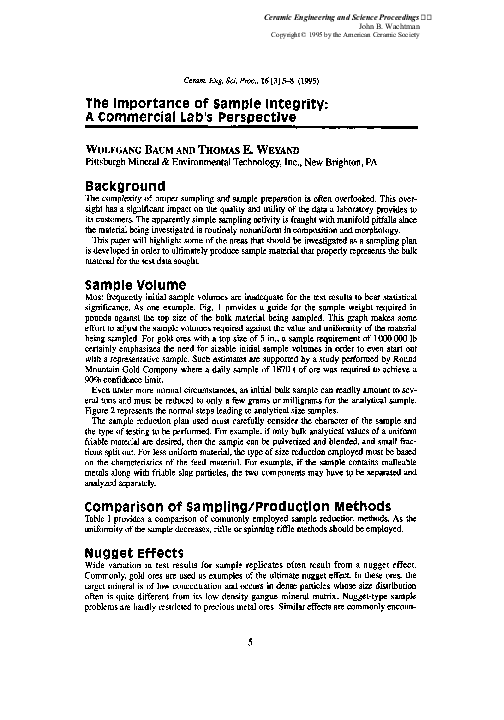(PDF) The Importance of Sample Integrity: A Commercial Lab's Perspective