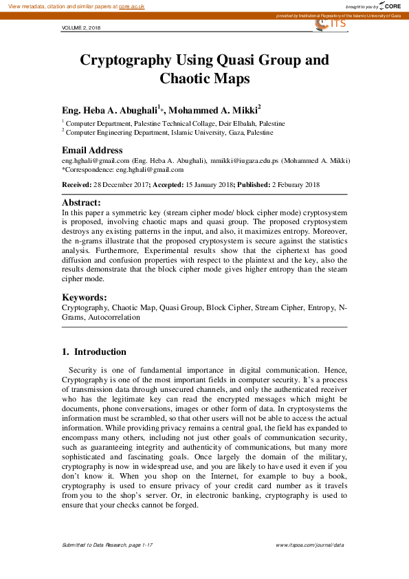 (PDF) Cryptography Using Quasi Group and Chaotic Maps