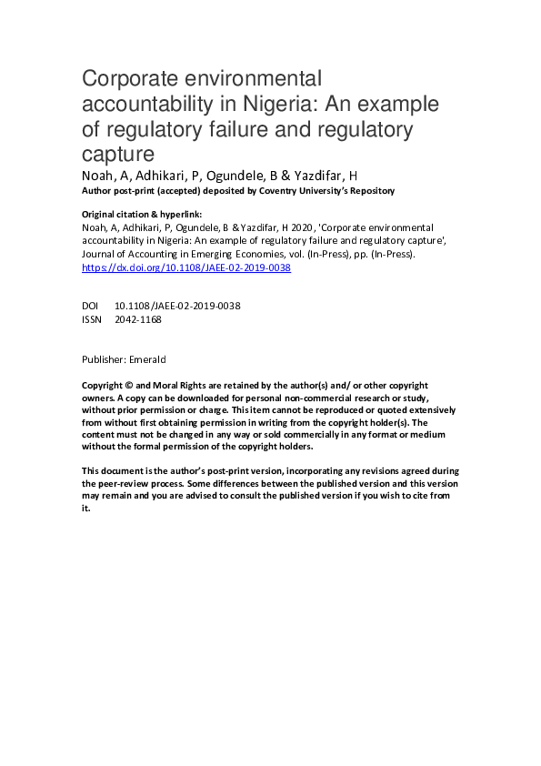 (PDF) Corporate environmental accountability in Nigeria: an example of ...