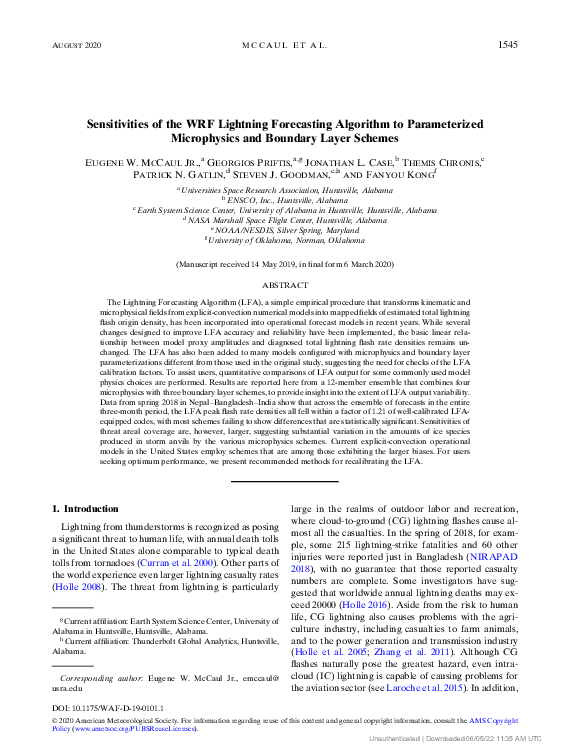 (PDF) Prediction of lightning activity using WRF-ELEC model: Impact of initial and boundary ...