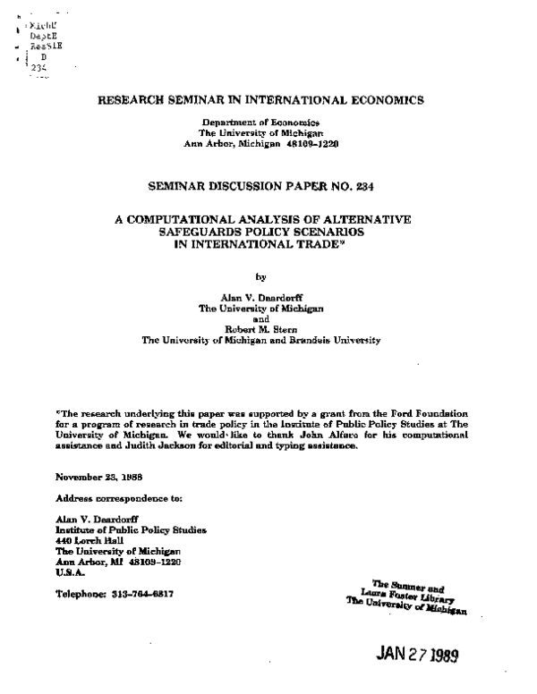 (PDF) A Computational Analysis of Alternative Safeguards Policy ...