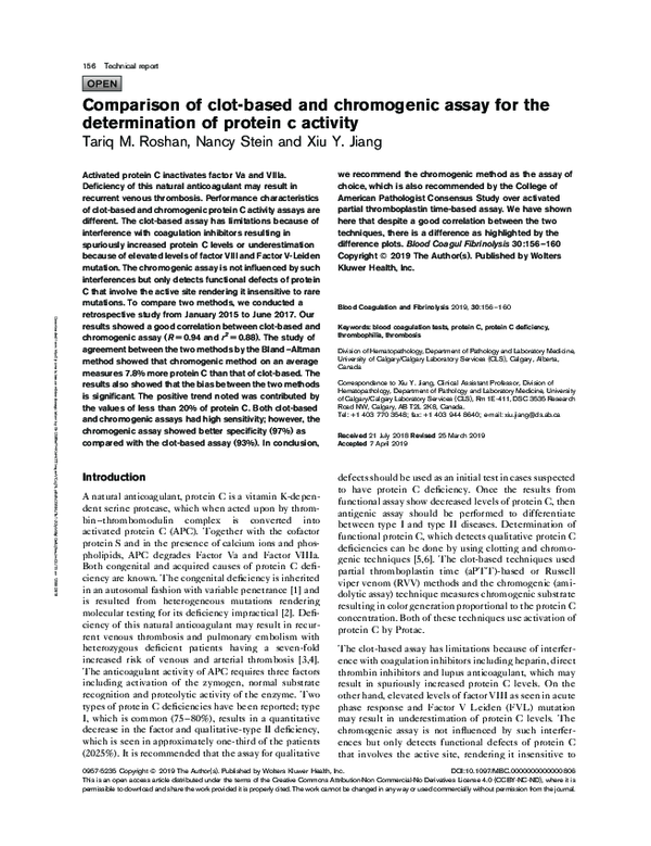 (PDF) Comparison of clot-based and chromogenic assay for the ...