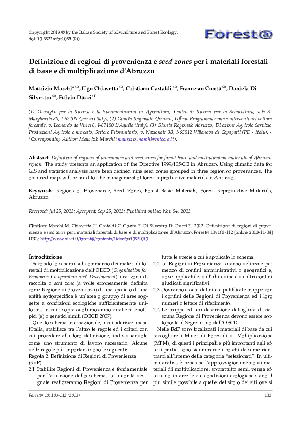 (PDF) Definition of regions of provenance and seed zones for forest ...