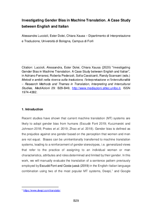 (PDF) Investigating Gender Bias in Machine Translation. A Case Study ...