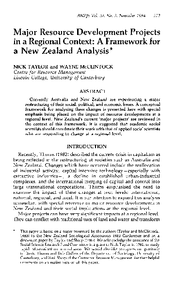 (PDF) Major Resource Development Projects in a Regional Context: A ...