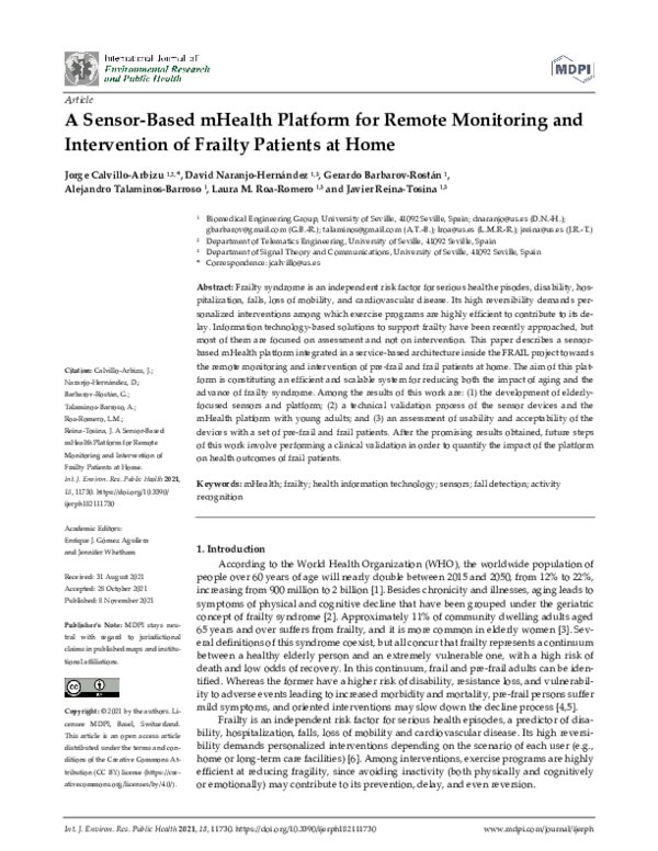 (PDF) A Sensor-Based mHealth Platform for Remote Monitoring and Intervention of Frailty Patients ...