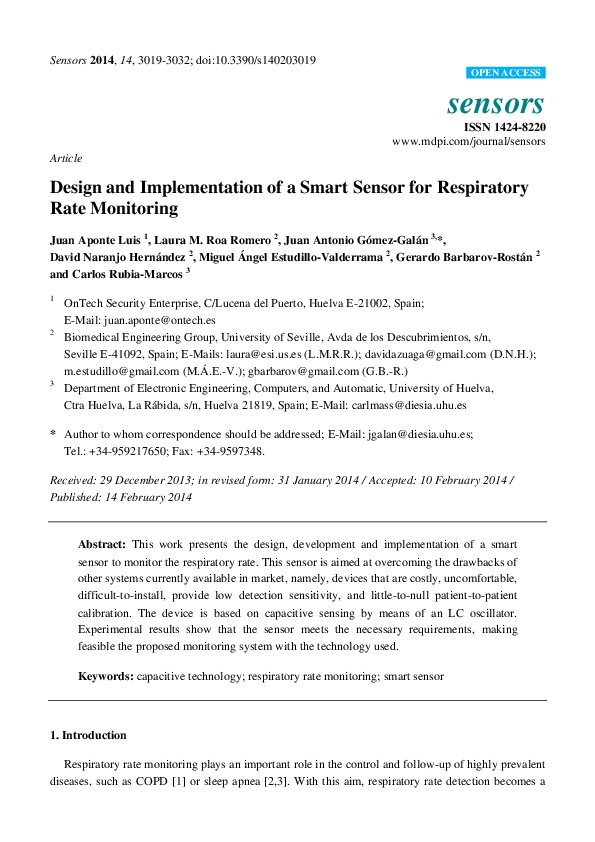 Pdf Article Design And Implementation Of A Smart Sensor For