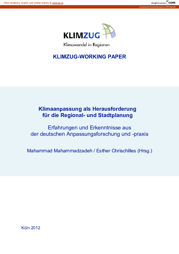 (PDF) Siedlungsstruktur und Klimaanpassung in Stadtregionen