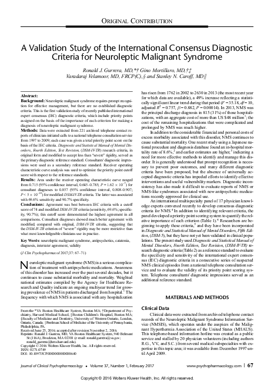 (PDF) A Validation Study of the International Consensus Diagnostic ...