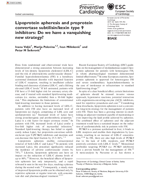 (PDF) Lipoprotein apheresis and proprotein convertase subtilisin/kexin ...