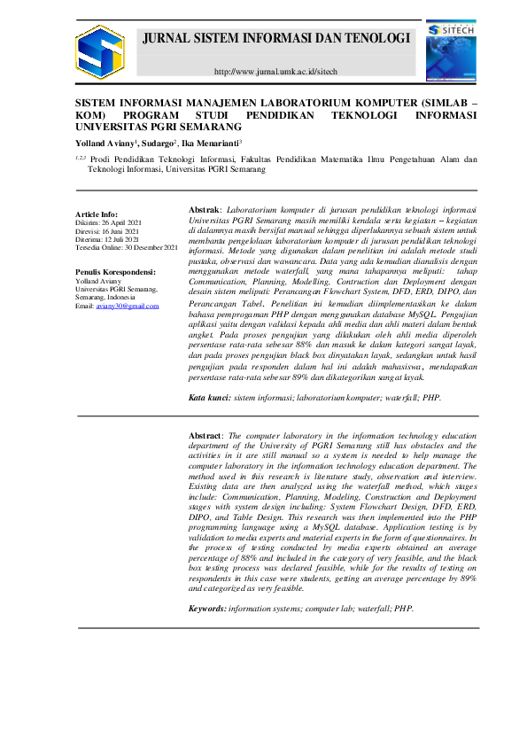 (PDF) Sistem Informasi Manajemen Laboratorium Komputer (Simlab - Kom ...