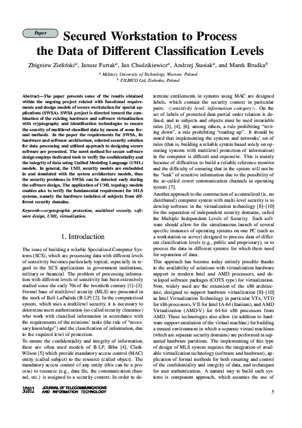 (PDF) Secured Workstation to Process the Data of Different ...