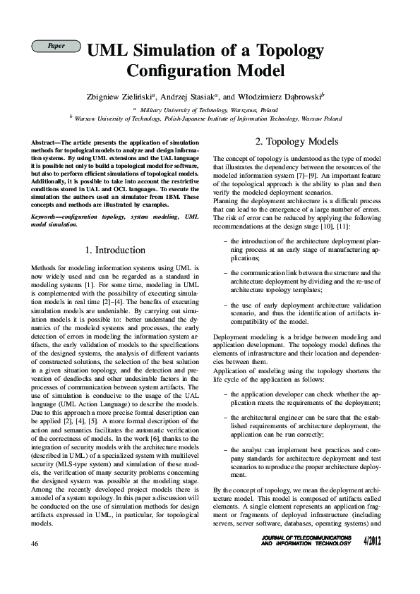 Pdf Uml Simulation Of A Topology Configuration Model Zbigniew