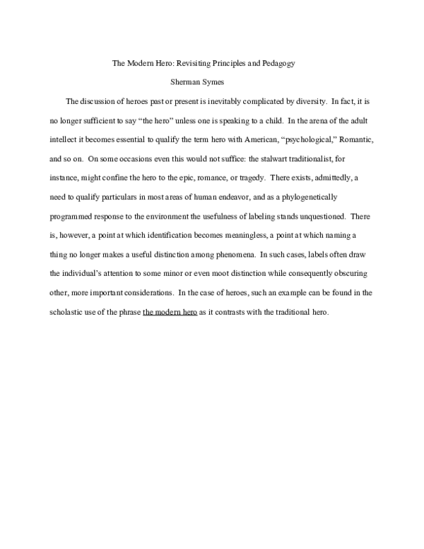 (DOC) The Modern Hero: Revisiting Principles and Pedagogy