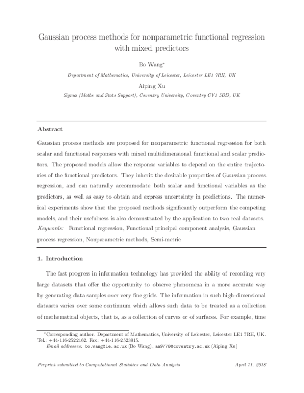 (PDF) Gaussian process methods for nonparametric functional regression with mixed predictors