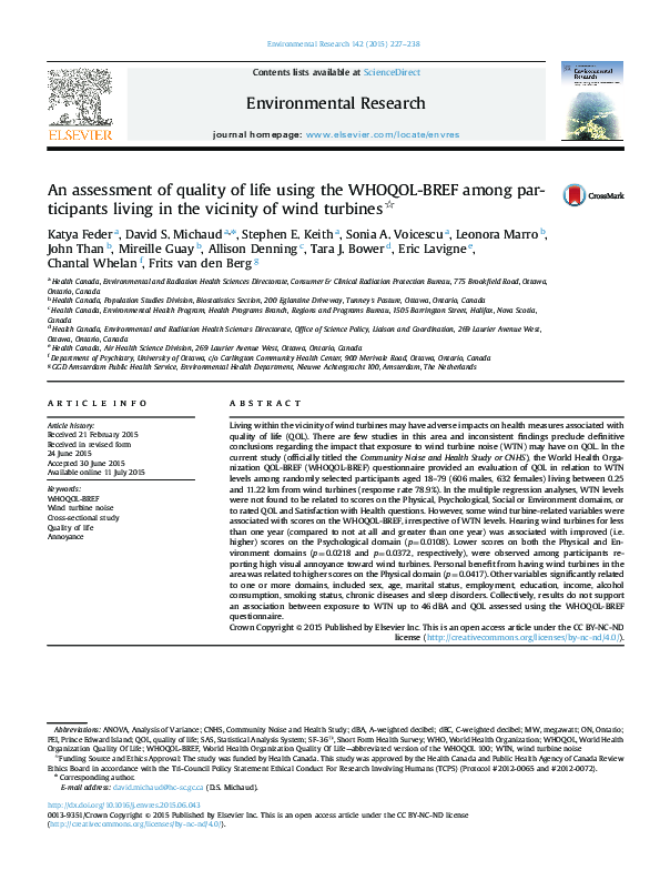 (PDF) An assessment of quality of life using the WHOQOL-BREF among ...